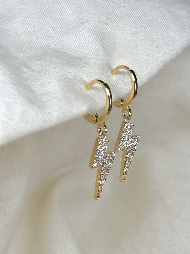 Lightning Hoops Everyday and Special Occasion Gold, 18k Gold Plated ...