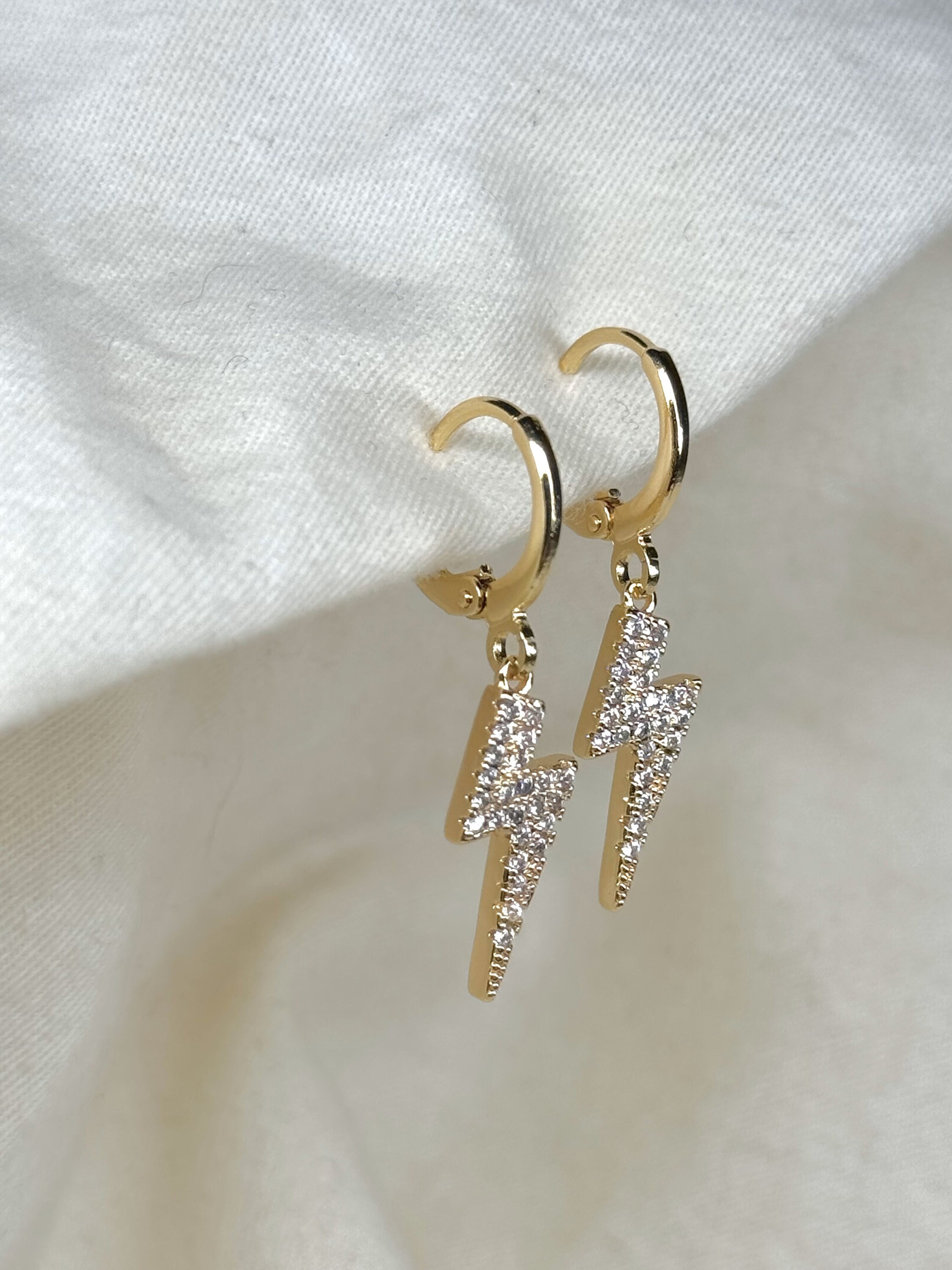 Lightning Hoops Everyday and Special Occasion Gold, 18k Gold Plated ...