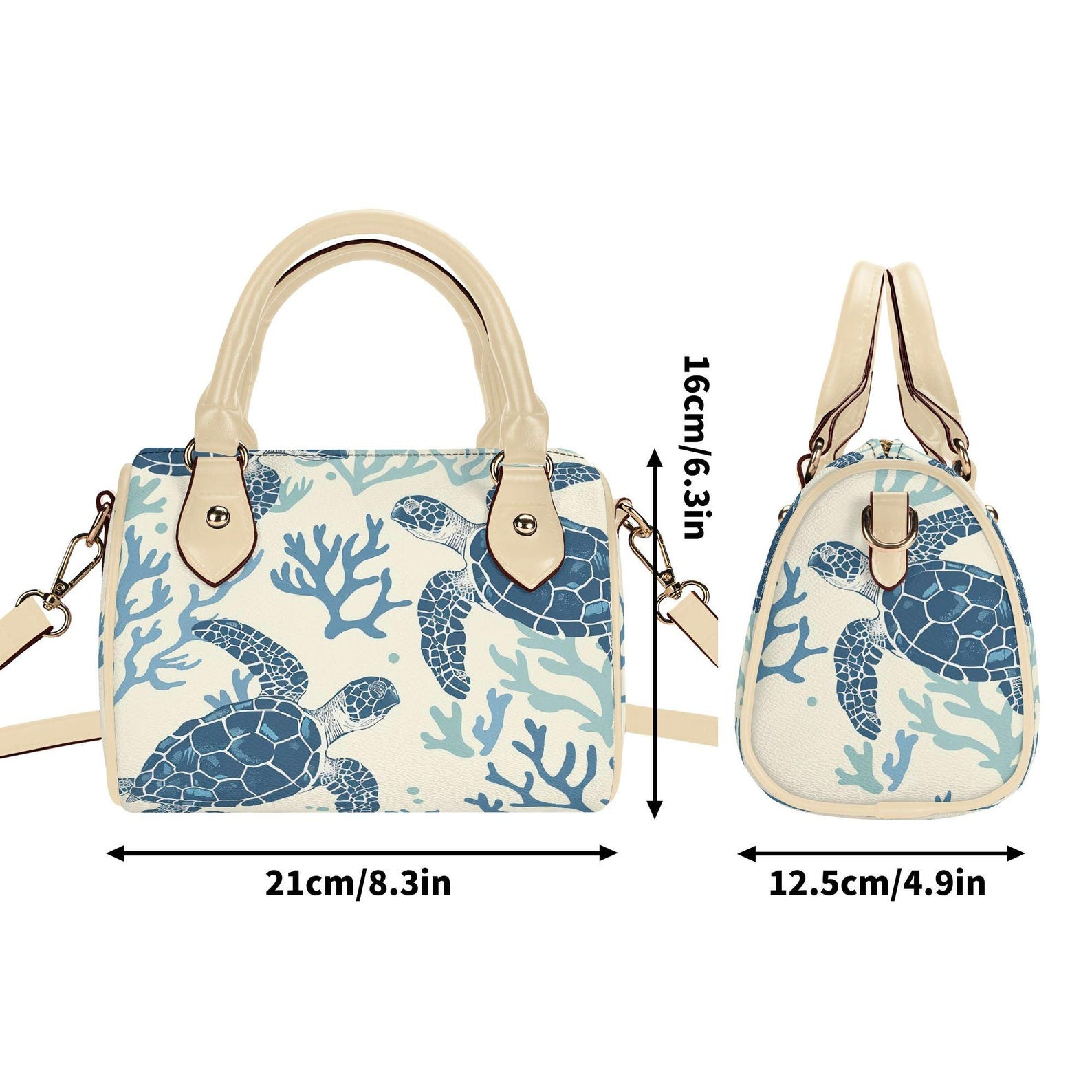Sea Turtle Satchel Bag: Faux Leather Purse, Ocean Lover Gift - Etsy
