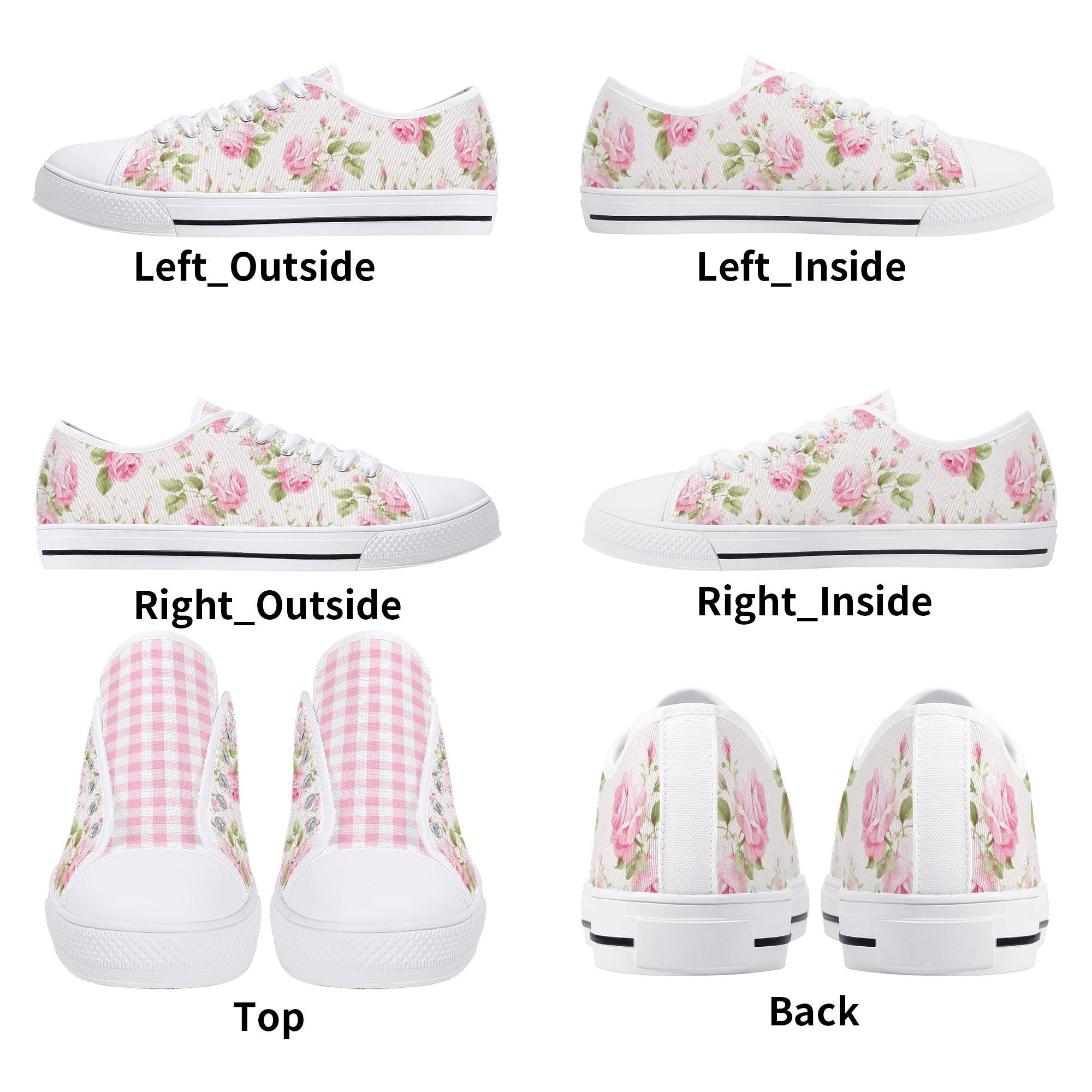 Pink Rose Gingham Canvas Shoes: Floral Plaid Sneakers - Etsy