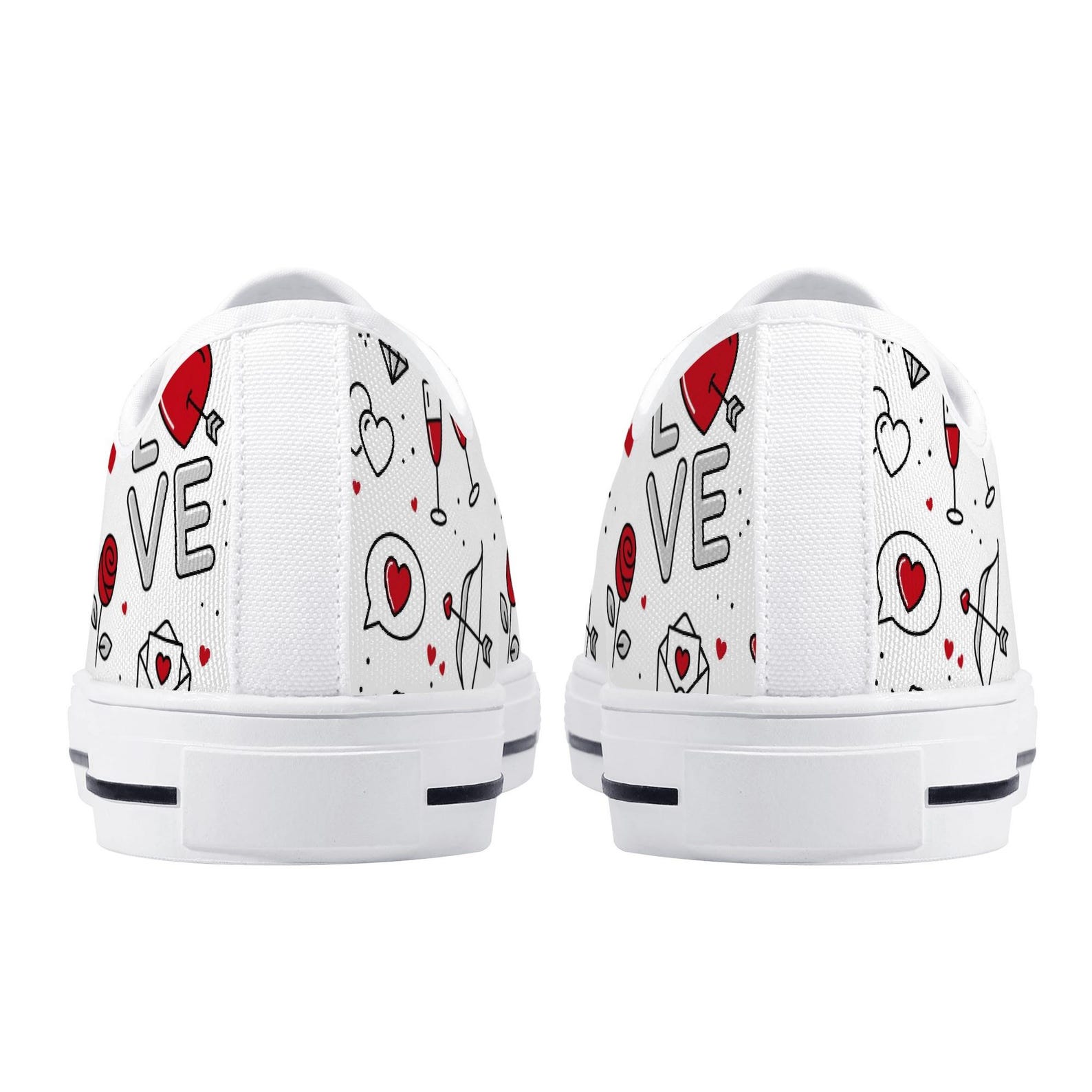 Valentines Day Low Top Canvas Sneakers, Love & Heart Print - Etsy
