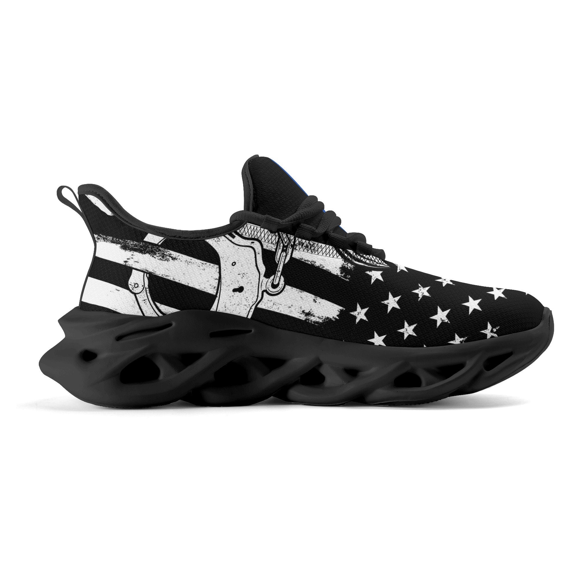 Men's Thin Blue Line Sneakers, Police Officer Mesh Sneakers, TBL Custom ...