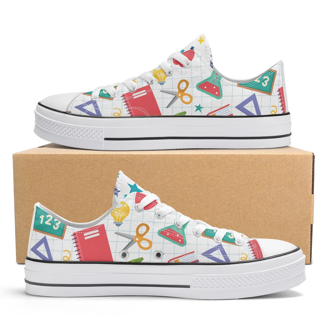 Back to School Canvas Shoes for Teacher, All Over Print Shoes, School ...