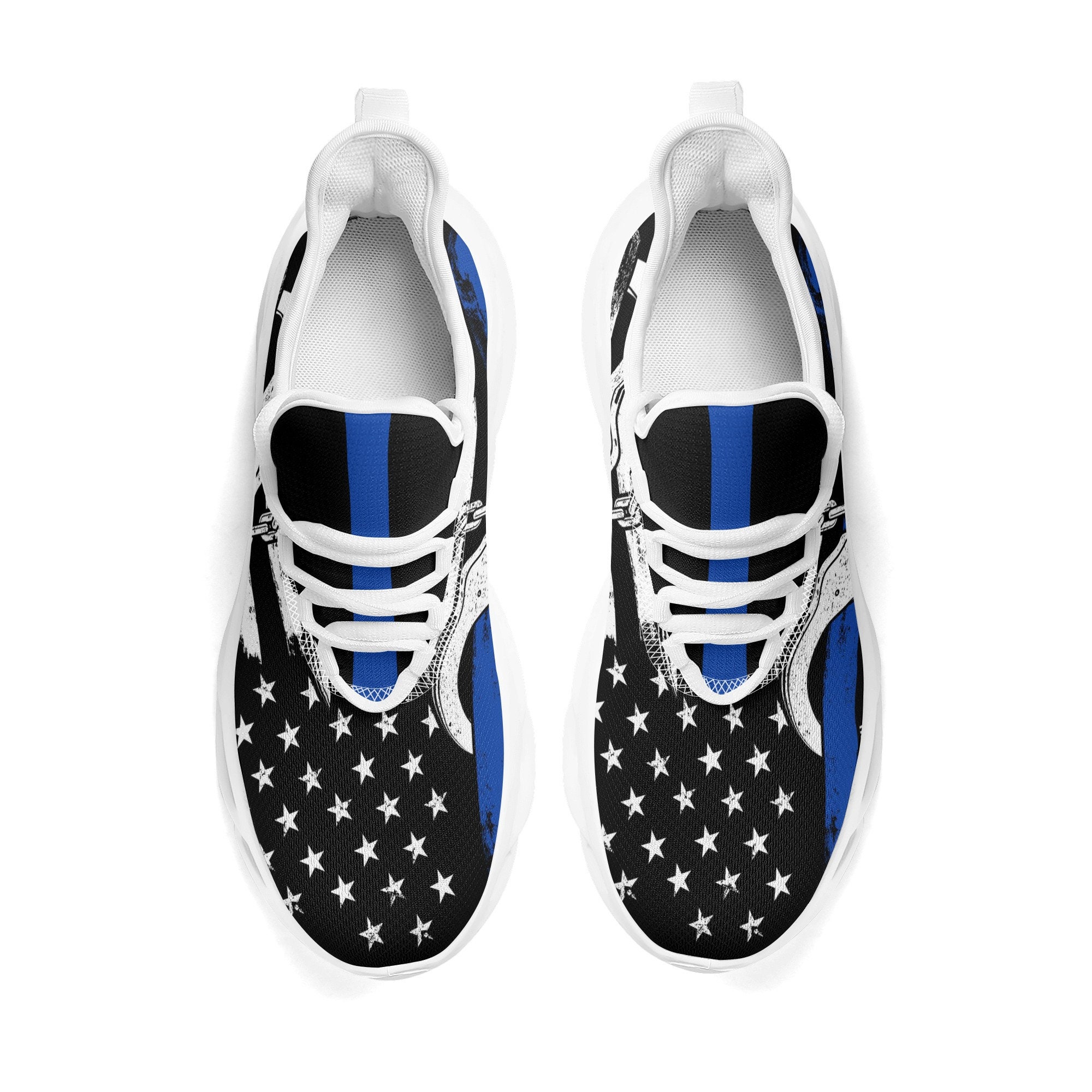 Men's Thin Blue Line Sneakers, Police Officer Mesh Sneakers, TBL Custom ...