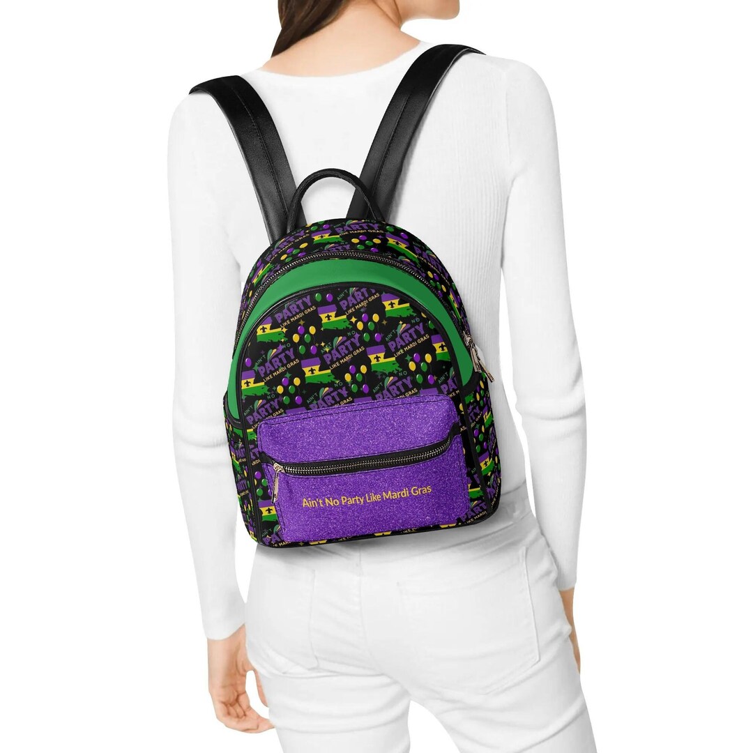 Mardi Gras Mini Backpack: Purple, Green & Gold Louisiana Print - Etsy