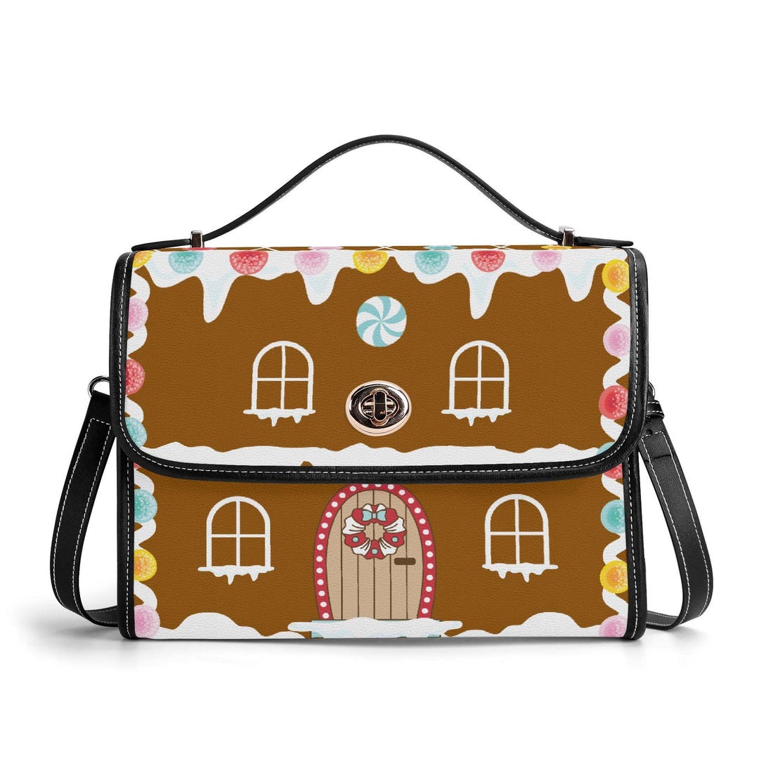 Gingerbread House Faux Leather Satchel Bag, Christmas Purse, Holiday ...