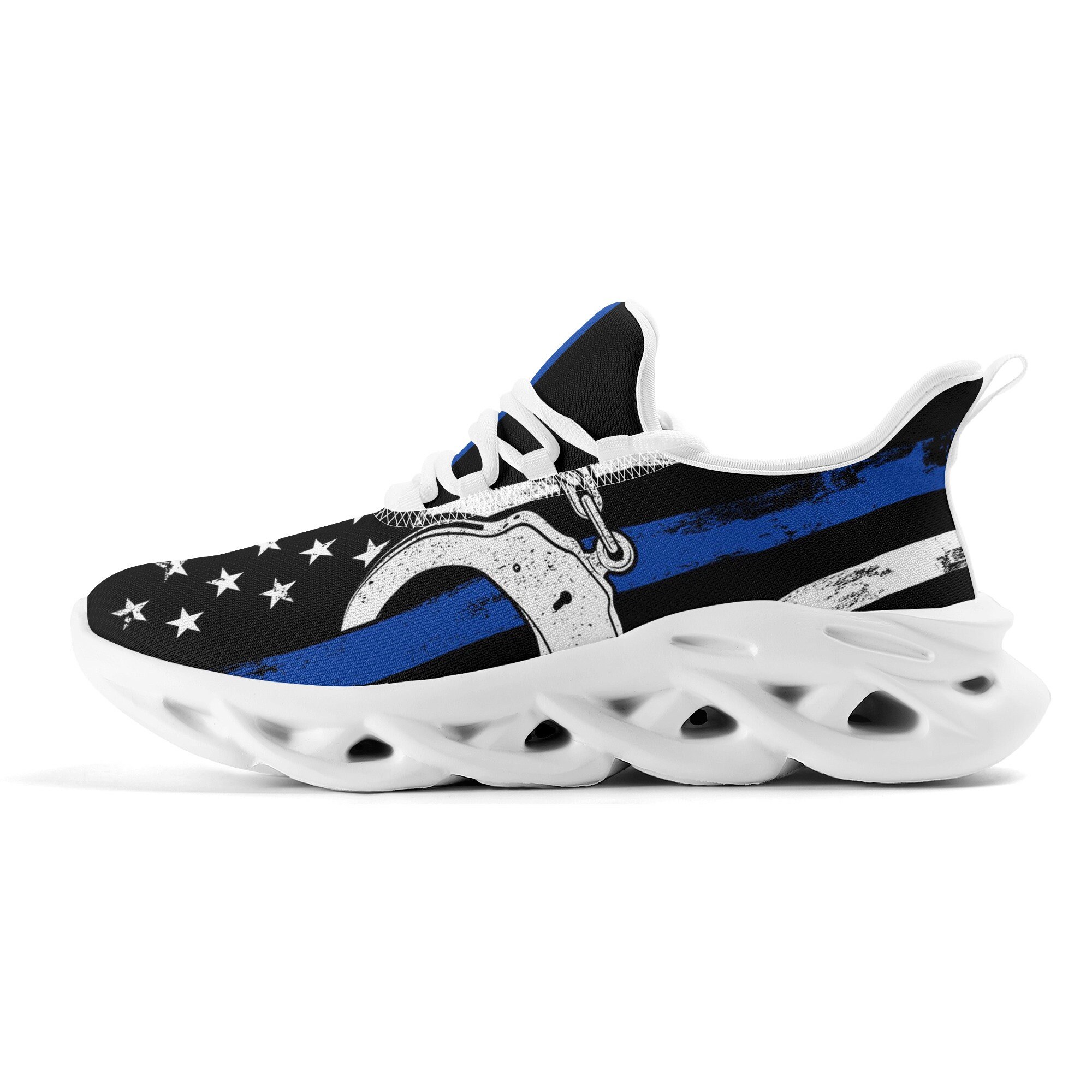 Men's Thin Blue Line Sneakers, Police Officer Mesh Sneakers, TBL Custom ...