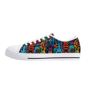Women's Tiki Theme Low Top Canvas Shoes, Tiki Print Canvas Sneakers ...