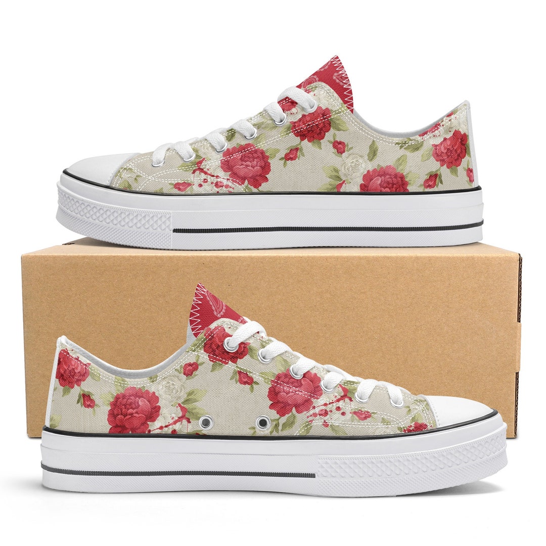 Vintage Rose Theme Shoes, Custom Theme Vintage Shoes, Floral Rose ...