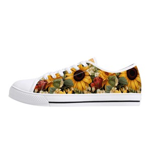 Sunflower and Roses All Over Print Sneakers, Custom Country Girl Gift ...