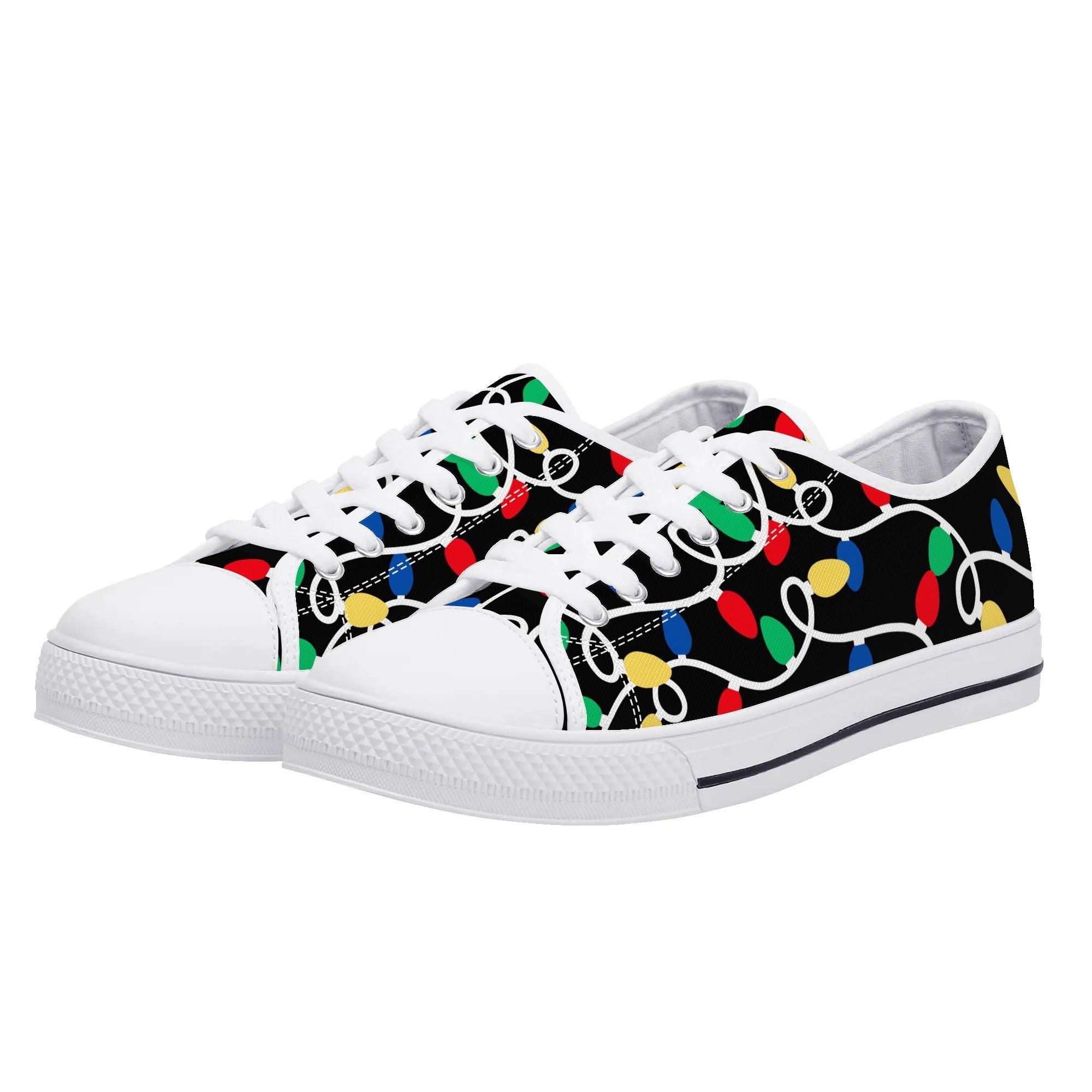 Christmas Light Sneakers: Festive Holiday Canvas Shoes - Etsy