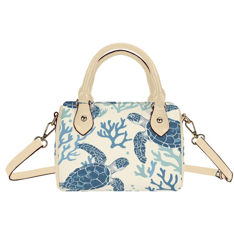 Sea Turtle Satchel Bag: Faux Leather Purse, Ocean Lover Gift - Etsy