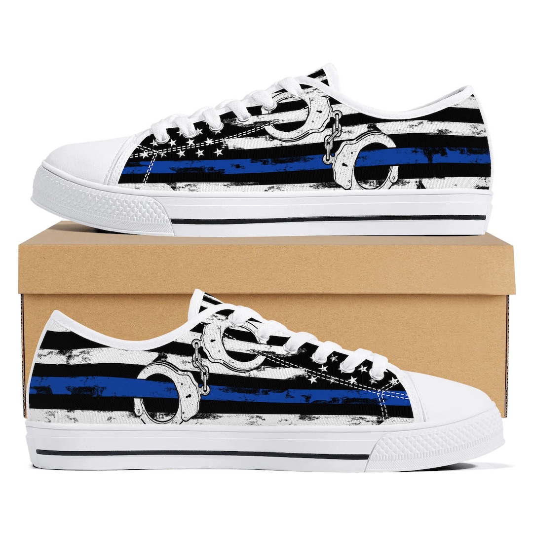 Thin Blue Line Sneakers: Law Enforcement Flag Canvas Shoes - Etsy