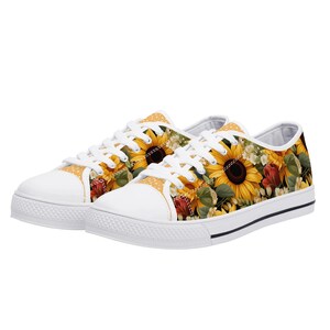 Sunflower and Roses All Over Print Sneakers, Custom Country Girl Gift ...