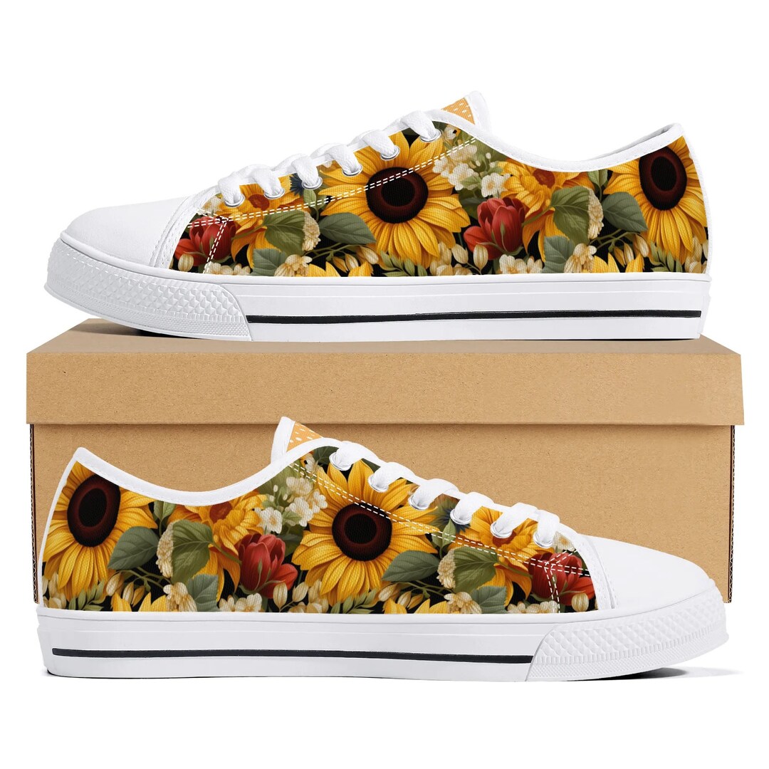 Sunflower and Roses All Over Print Sneakers, Custom Country Girl Gift ...