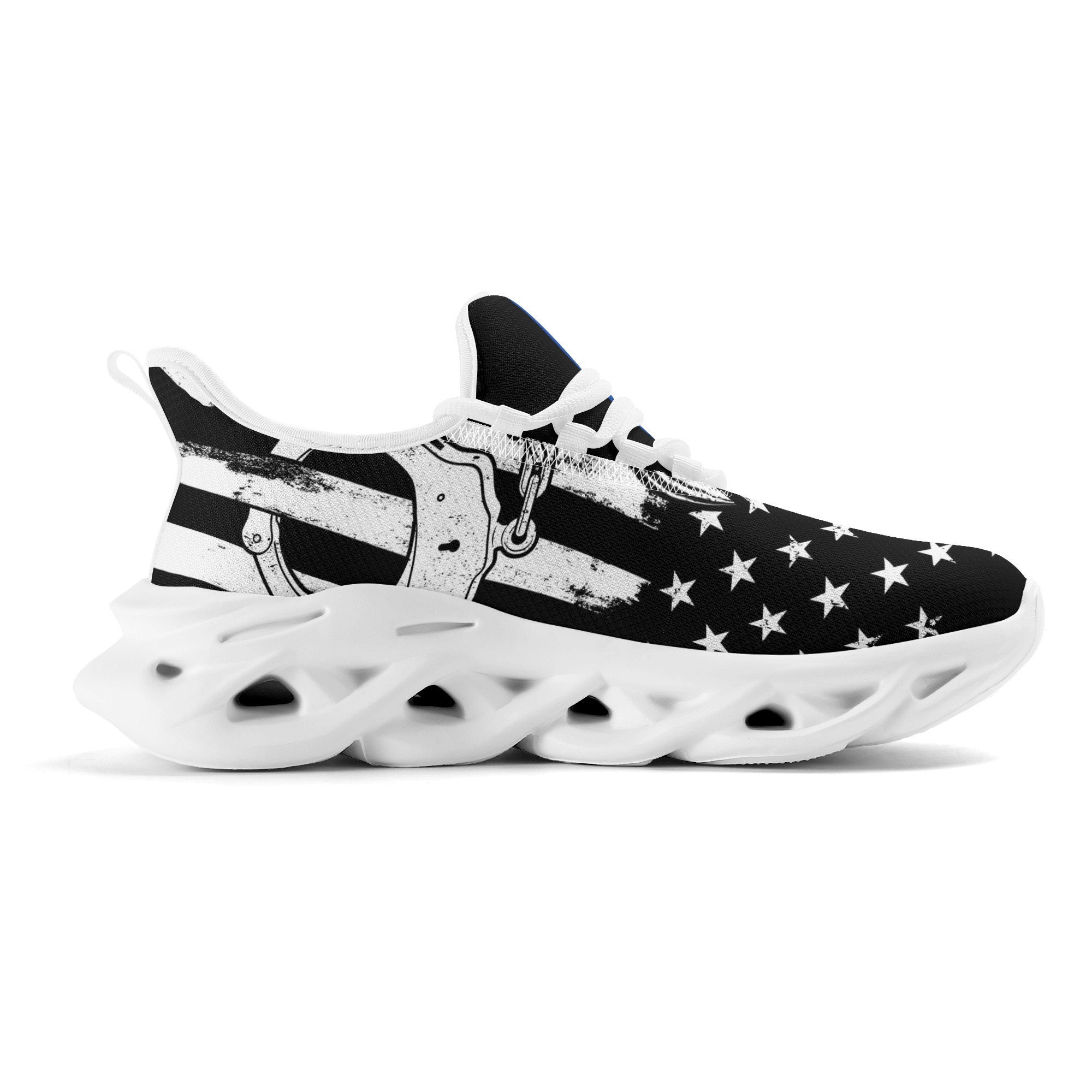 Men's Thin Blue Line Sneakers, Police Officer Mesh Sneakers, TBL Custom ...