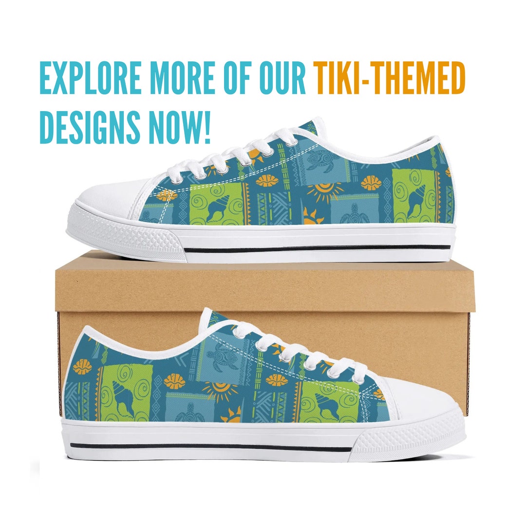 Tiki Themed Canvas Sneakers, Island Vibes Footwear, Tiki Party Shoes ...