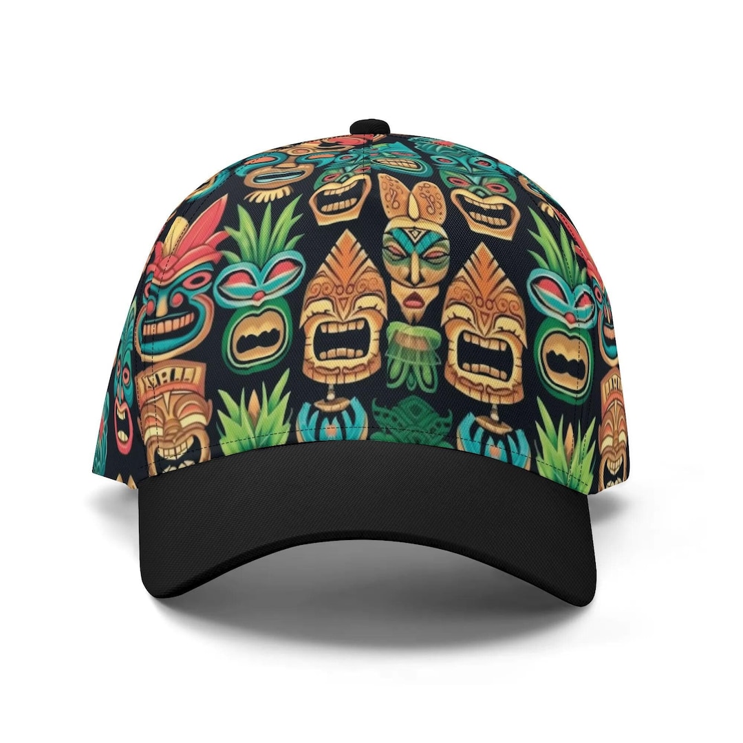 Colorful Tiki Mask Baseball Cap: Tropical Print Snapback Hat - Etsy