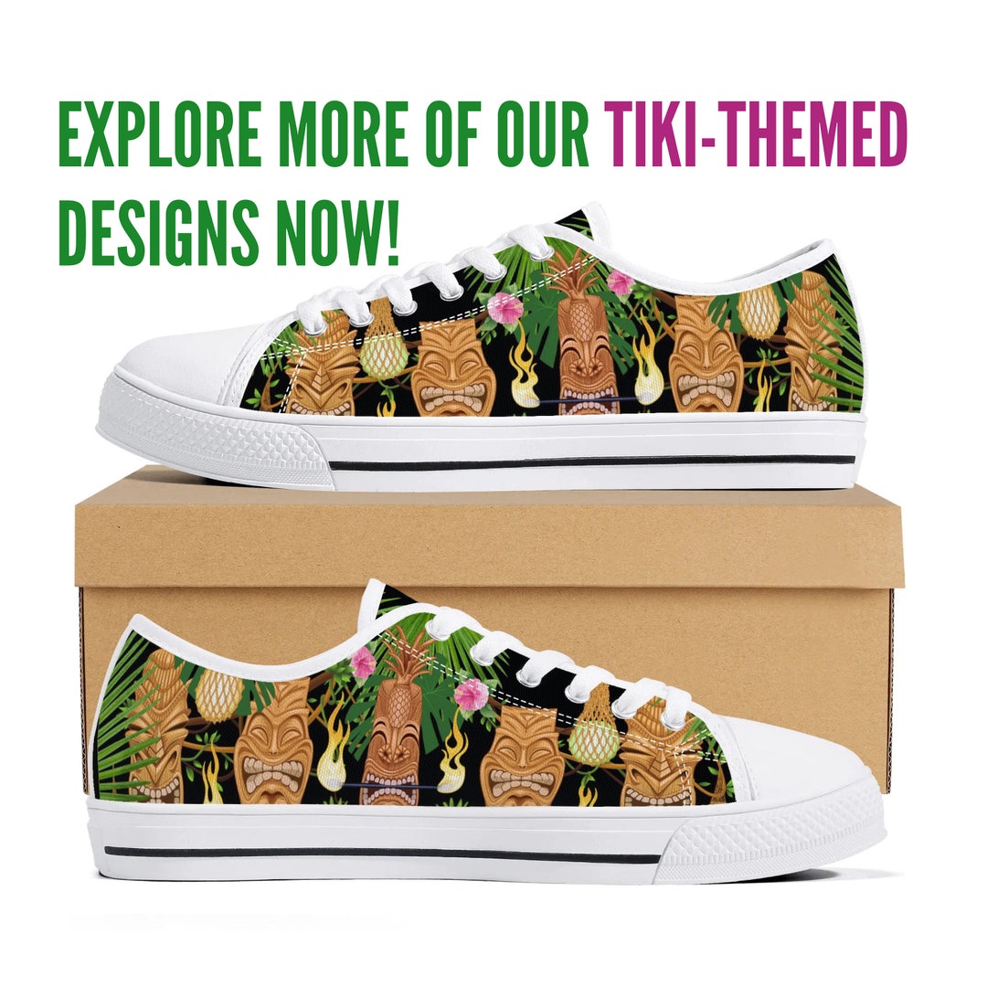 Women's Tropical Tiki Mask All Over Print Sneakers, Polynesian Apparel ...