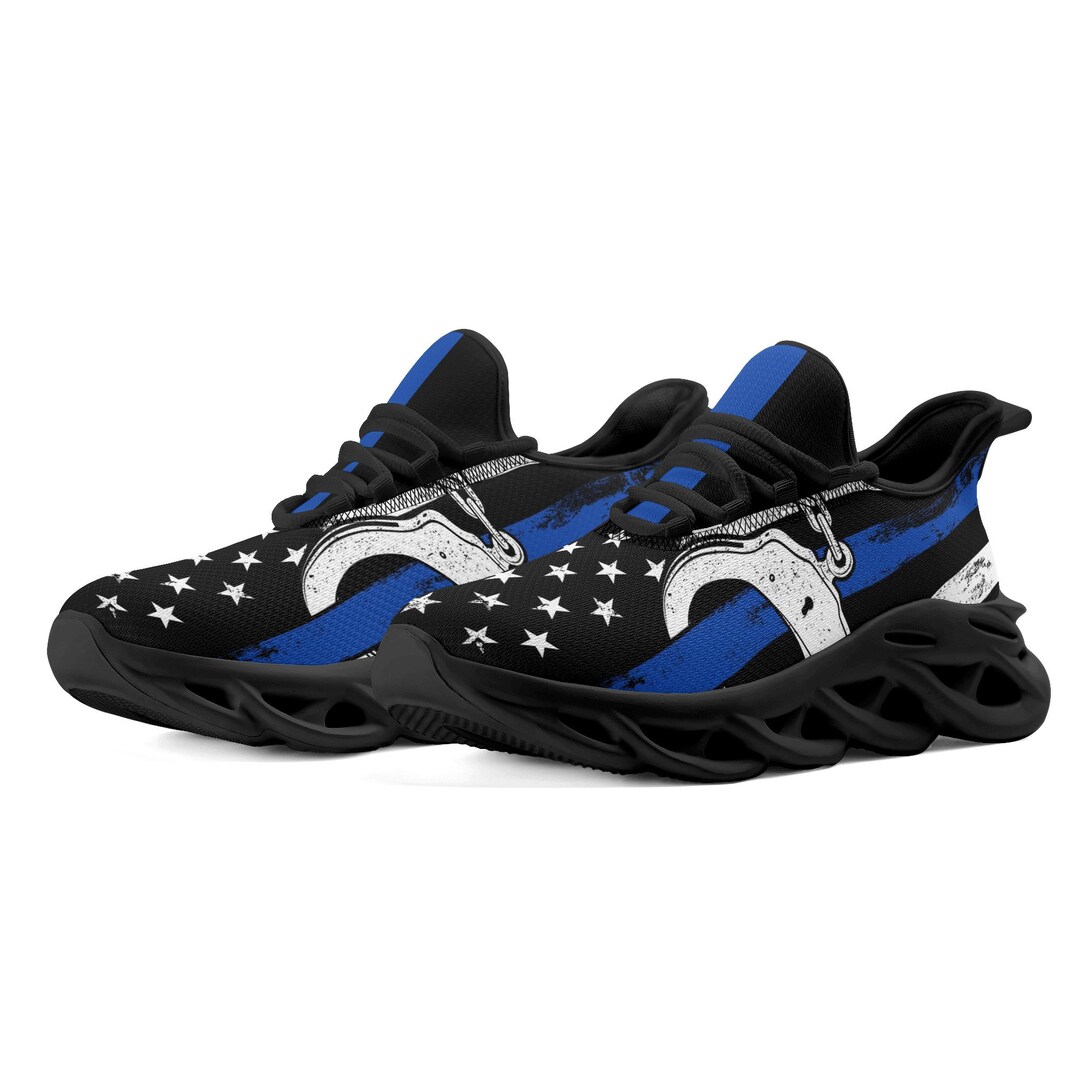 Men's Thin Blue Line Sneakers, Police Officer Mesh Sneakers, TBL Custom ...
