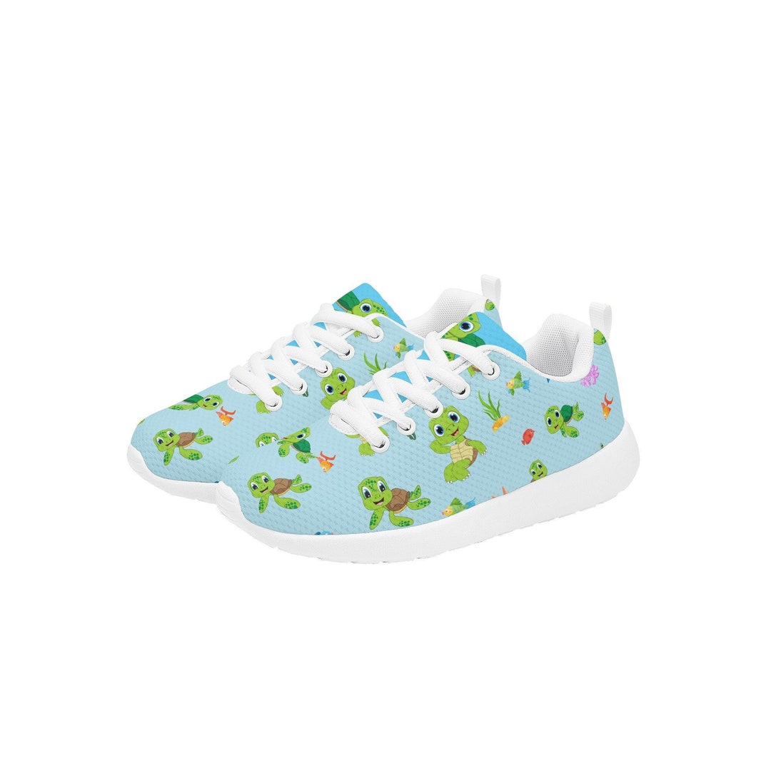 Cute Turtle Lace-up Athletic Sneakers, Youth Turtle Theme Shoes, Kids ...
