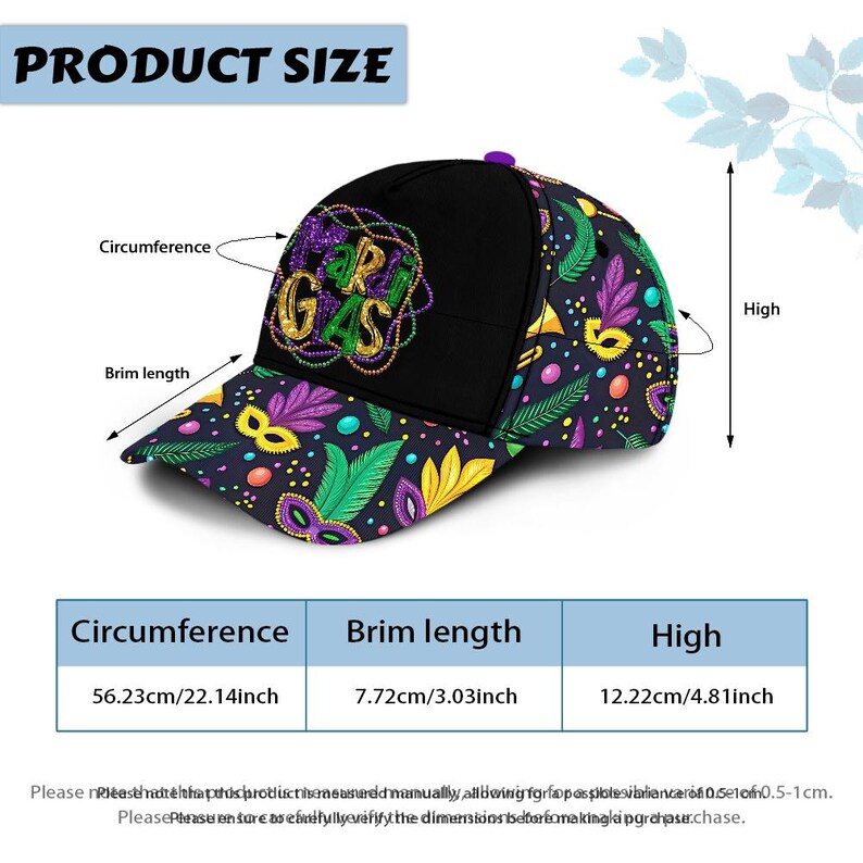 Mardi Gras Beads & Masks Baseball Cap | Black Polyester New Orleans Hat ...