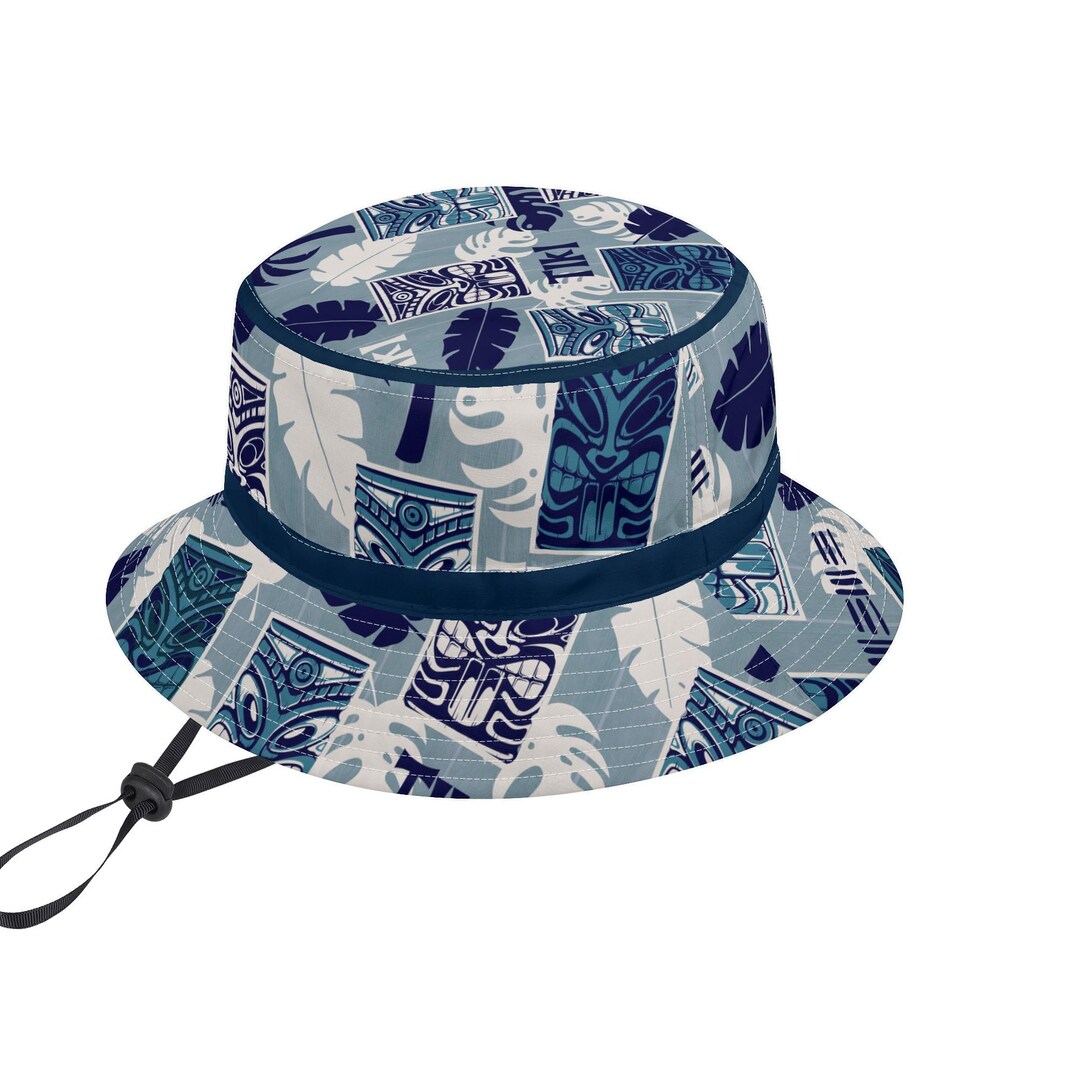 Tiki Mask Bucket Hat: Polynesian Design With Adjustable String - Etsy