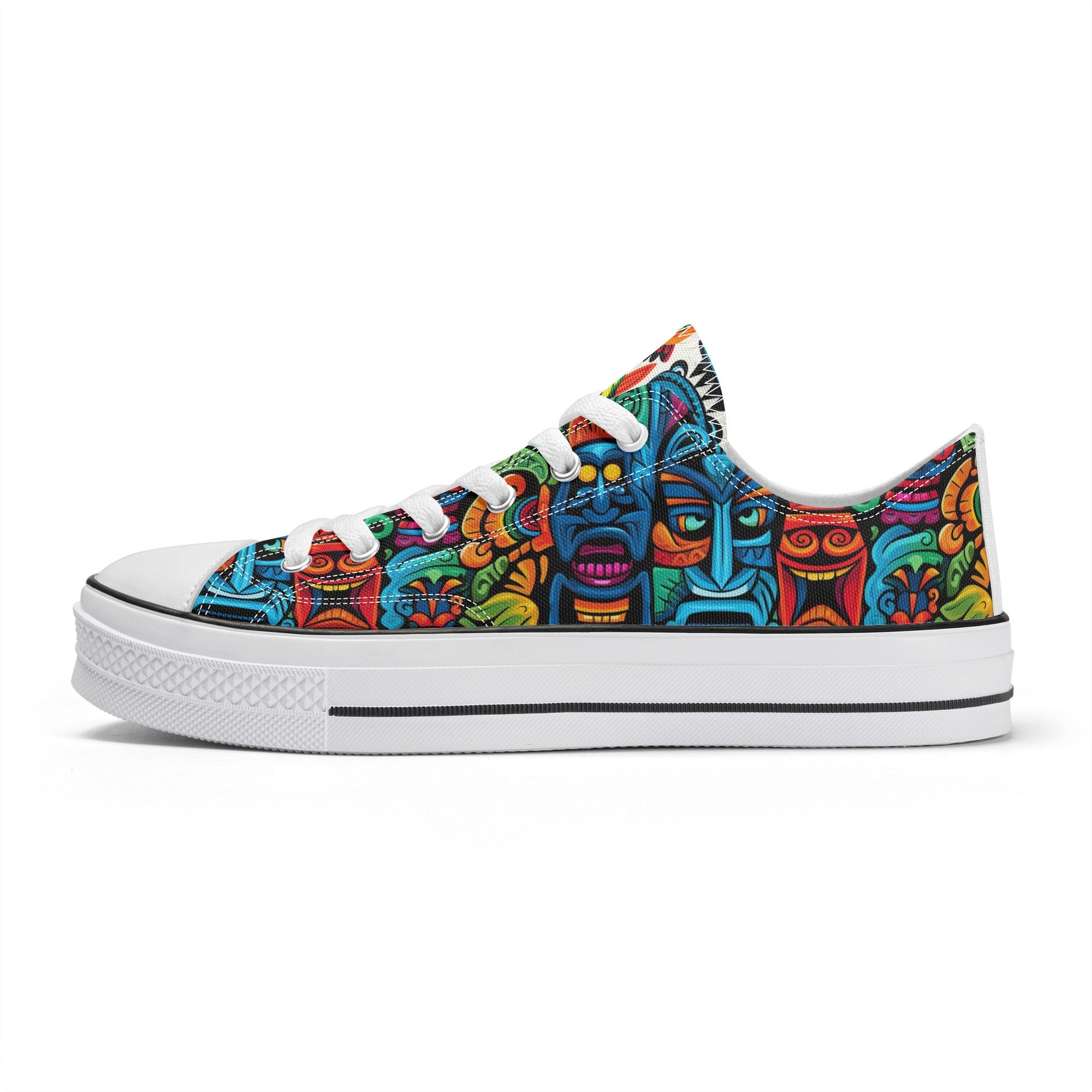 Women's Tiki Theme Low Top Canvas Shoes, Tiki Print Canvas Sneakers ...