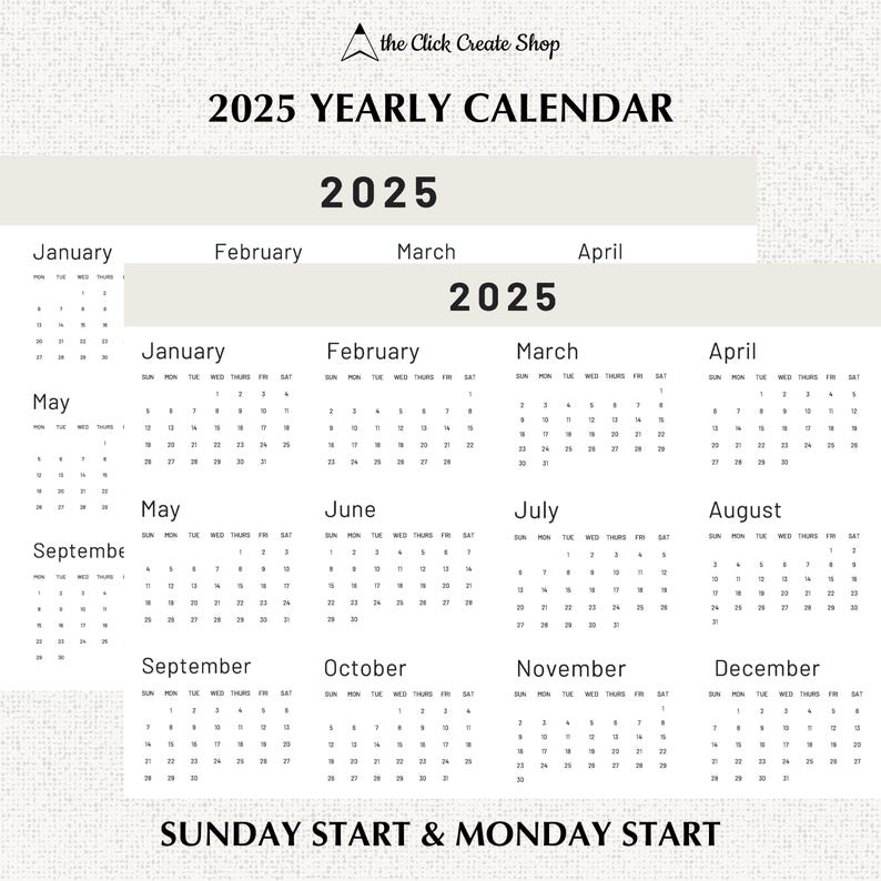 2025 Minimalist Monthly Calendar Digital Planner Inserts Printable Wall ...