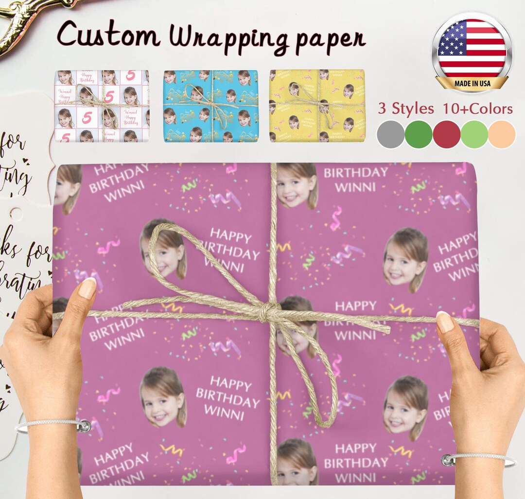 Custom Birthday Celebration Wrapping Paper, Personalized Photo Wrapping ...
