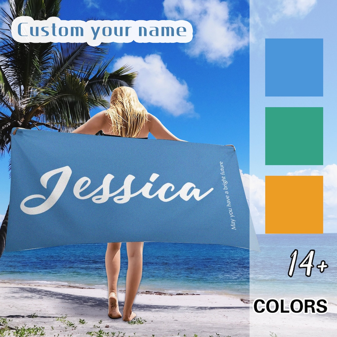 Personalized Beach Towel, Personalized Name Bath Towel, Custom Pool ...