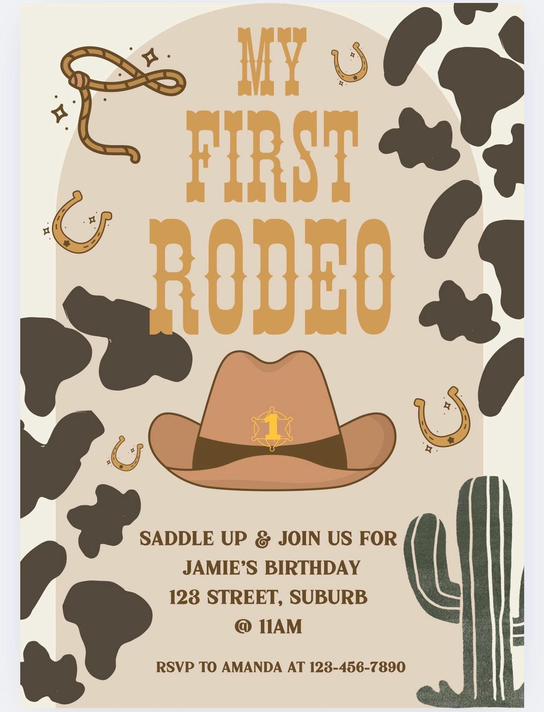 EDITABLE My First Rodeo Birthday Invitation. Digital Download Product ...