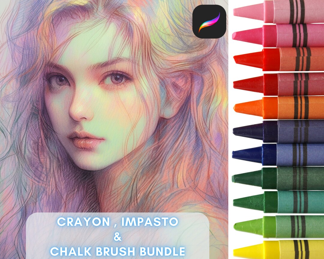 Procreate Crayon Bundle Pack , Wax Crayon, Oil Pastel, Chalk, Charcoal ...