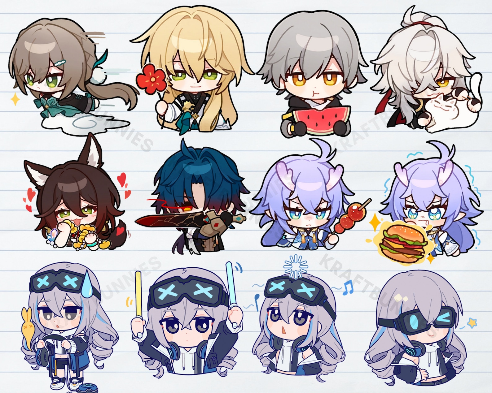 Chibi Honkai Star Rail Digital Clipart Planner Sticker Bundle - Etsy