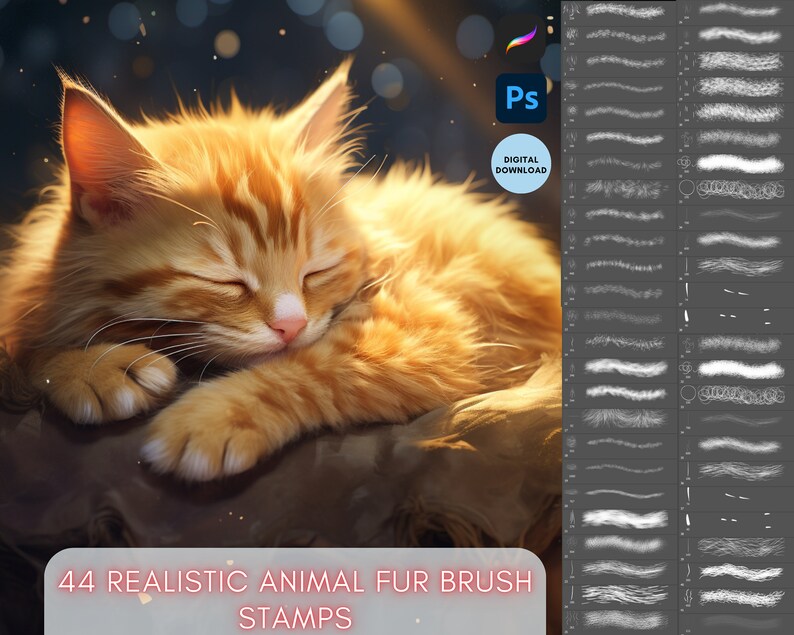 Procreate Photoshop Realistic Fur Brush Stamps Preset for iPad ...