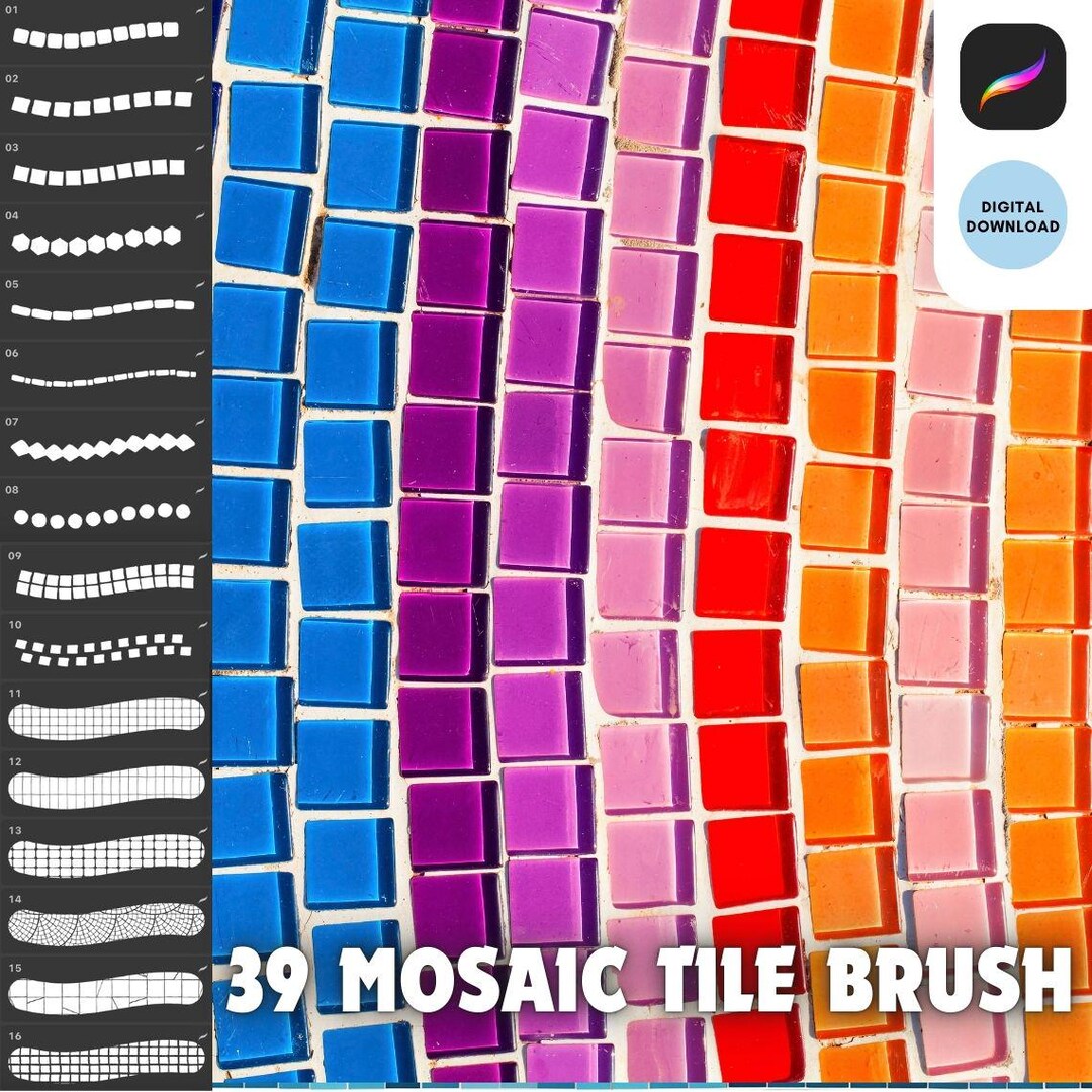 Procreate Dynamic Mosaic Tile Brush Pack for Illustration Art iPad ...