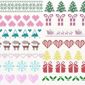 Procreate Photoshop Xmas Christmas Knit Pattern Brush Bundle Knitted ...
