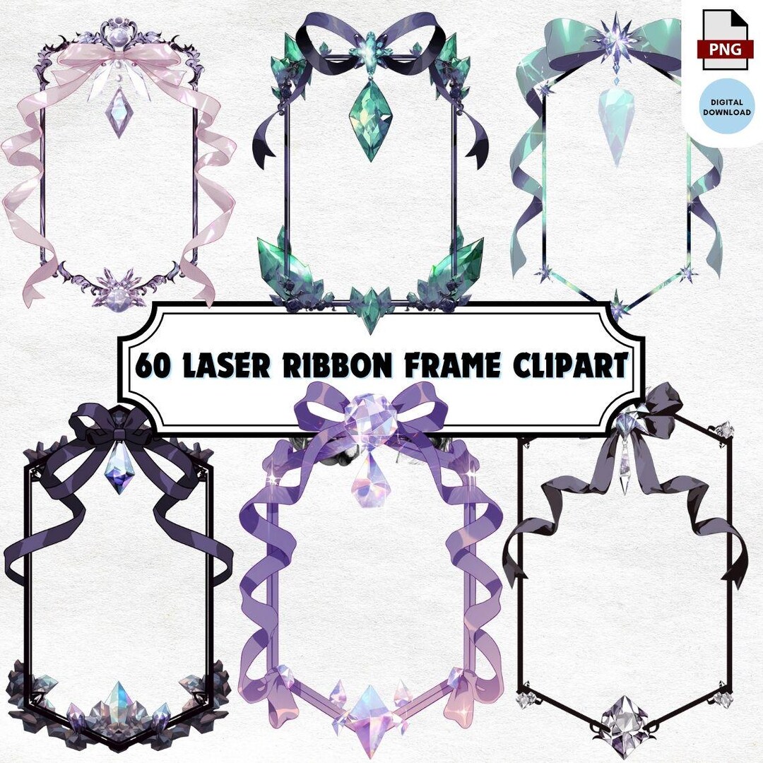 Laser Ribbon Frame Transparent Background ,gemstone Diamonds Digital ...