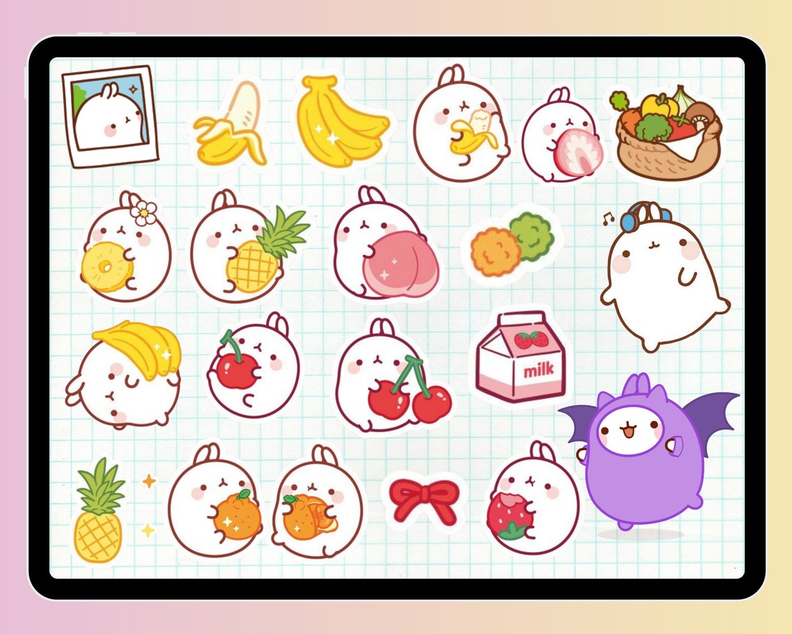 Cute Kawaii Molang Rabbit & Piupiu Series 2 , Anime Digital Planner ...