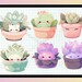 Cute Kawaii Cactus & Succulents Plants in Pots Planters Foliage ...