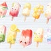 Cute Kawaii Summer Fruit Popsicle Clipart Watercolor Pastel PNG Digital ...