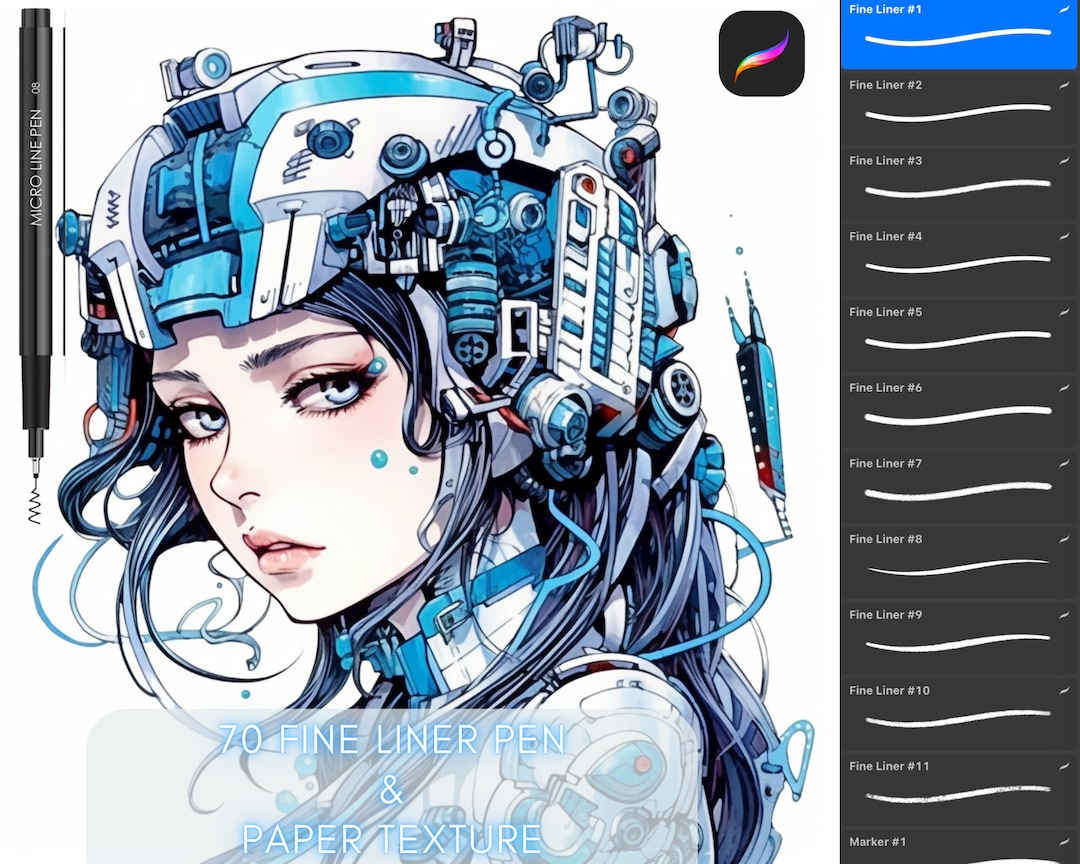 Procreate Textured Fine Liner Micron Drawing Brush Preset, Paper ...