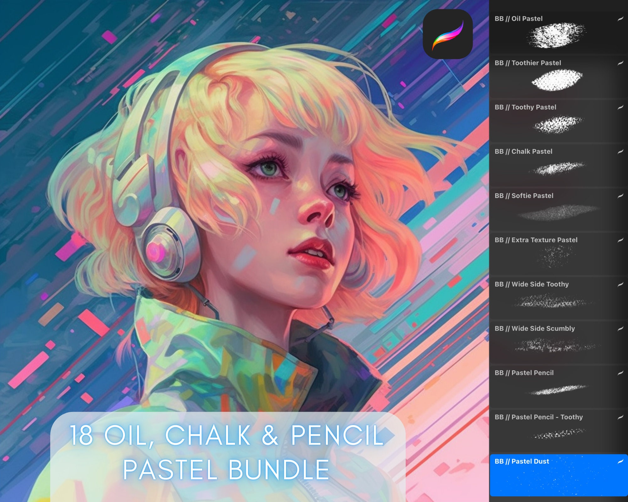 Procreate Pastel Oil Chalk & Pencil Painting Drawing Brush Set - Etsy