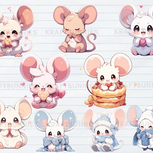 Cute Kawaii Baby Mouse Clipart Pastel Watercolor PNG Digital Sticker ...