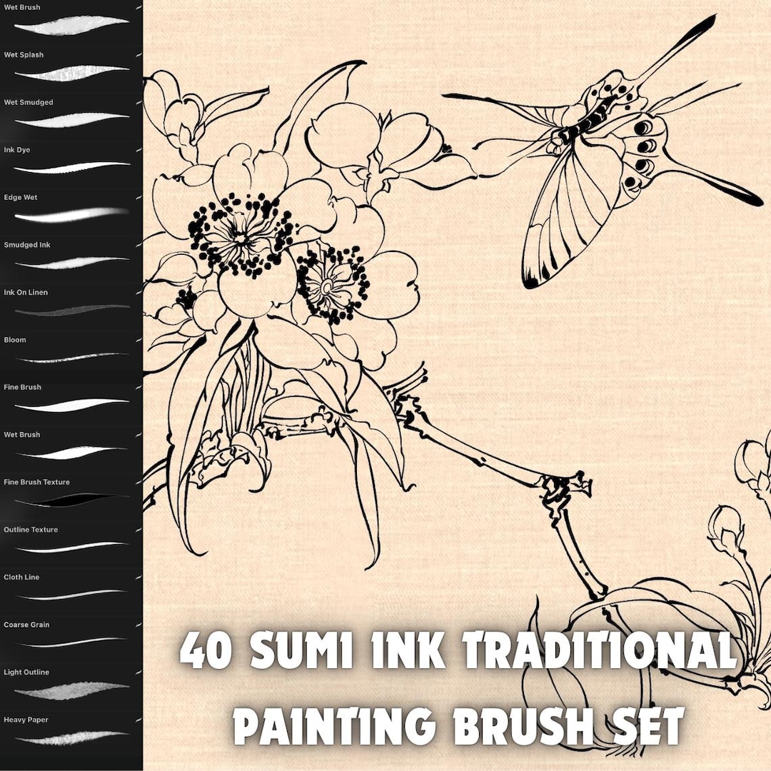 Procreate Sumi Ink Traditional Painting Brush Set , Chinese Japanese ...