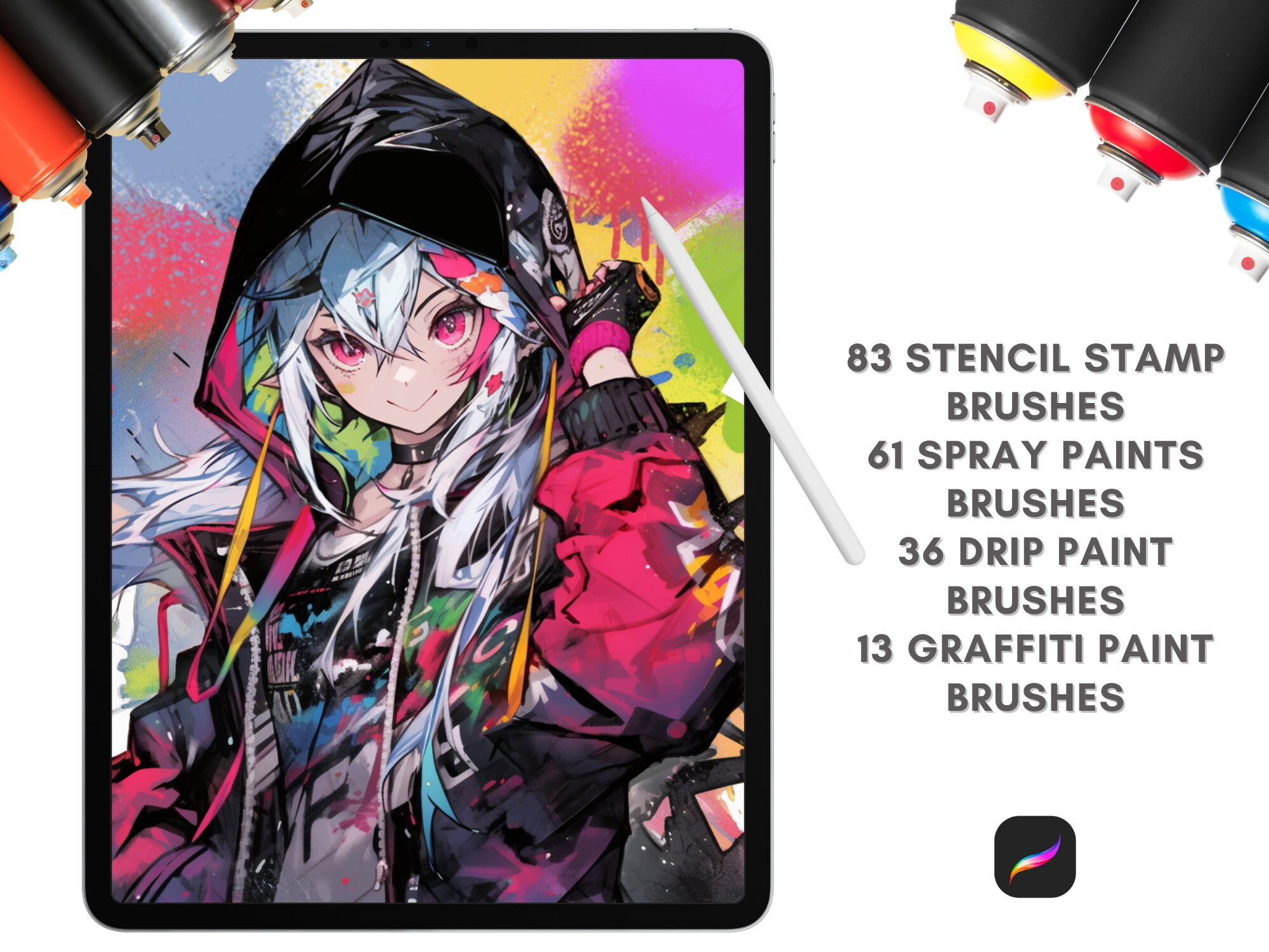Procreate Graffiti Spray Can Brushes , Stencils and Stamps Perfect for ...