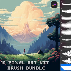 Procreate Pixel Art Kit Brush Set Preset for Illustration and Coloring ...