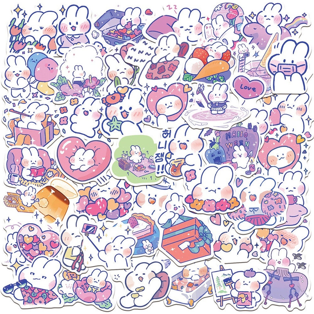 Kraftbunnies 50pcs Cute Kawaii Milkjoy Fluffy Rabbit Vinyl Decal ...