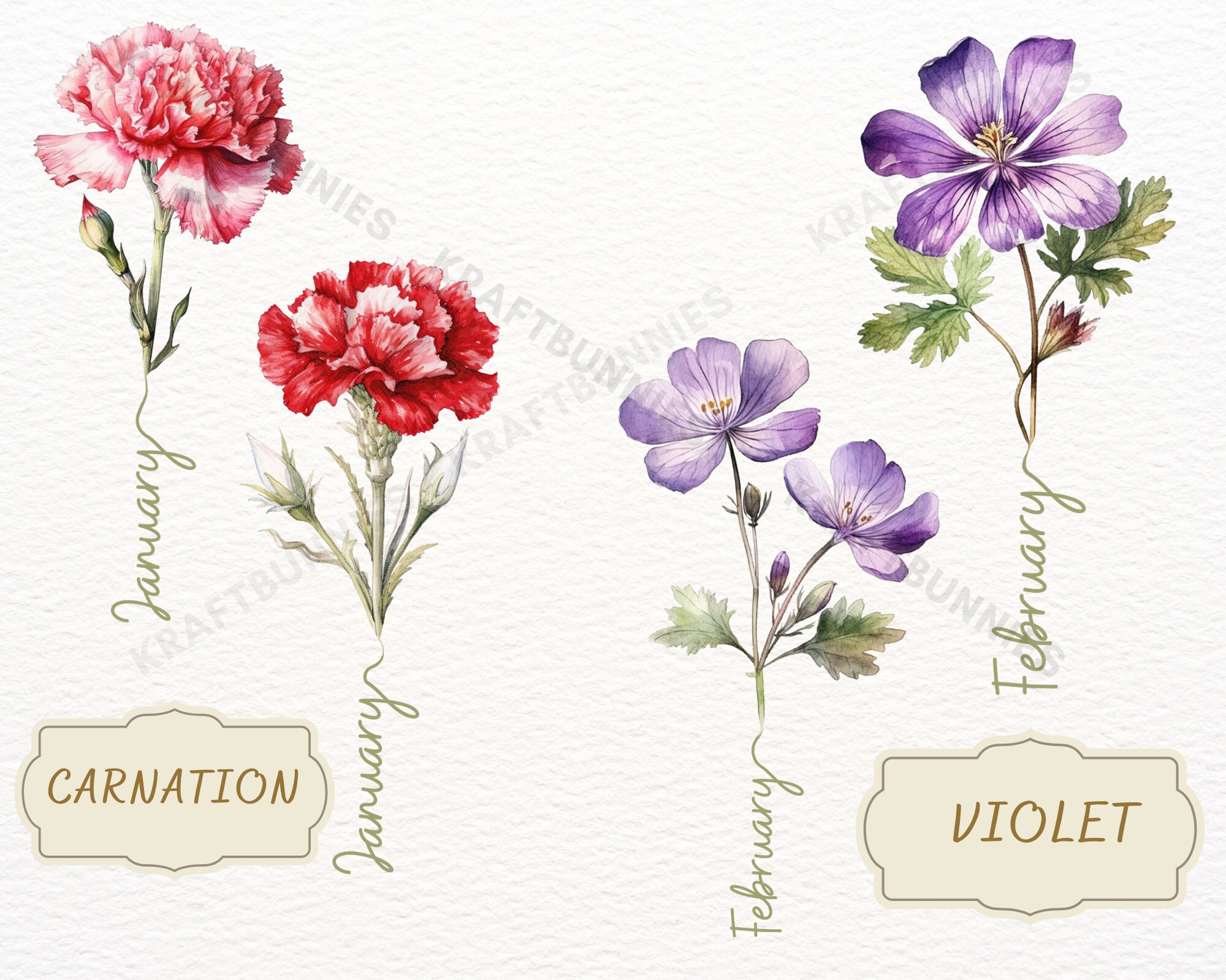 Botanical Birth Month Flowers Digital Stickers Bundle, Goodnotes ...