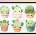 Cute Kawaii Cactus & Succulents Plants in Pots Planters Foliage ...
